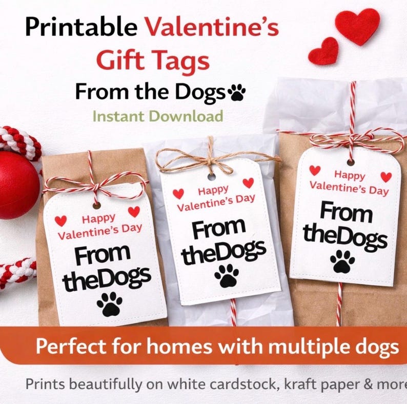 Valentine’s Day From the Dogs Gift Tags (9)- Instant Download - Etsy