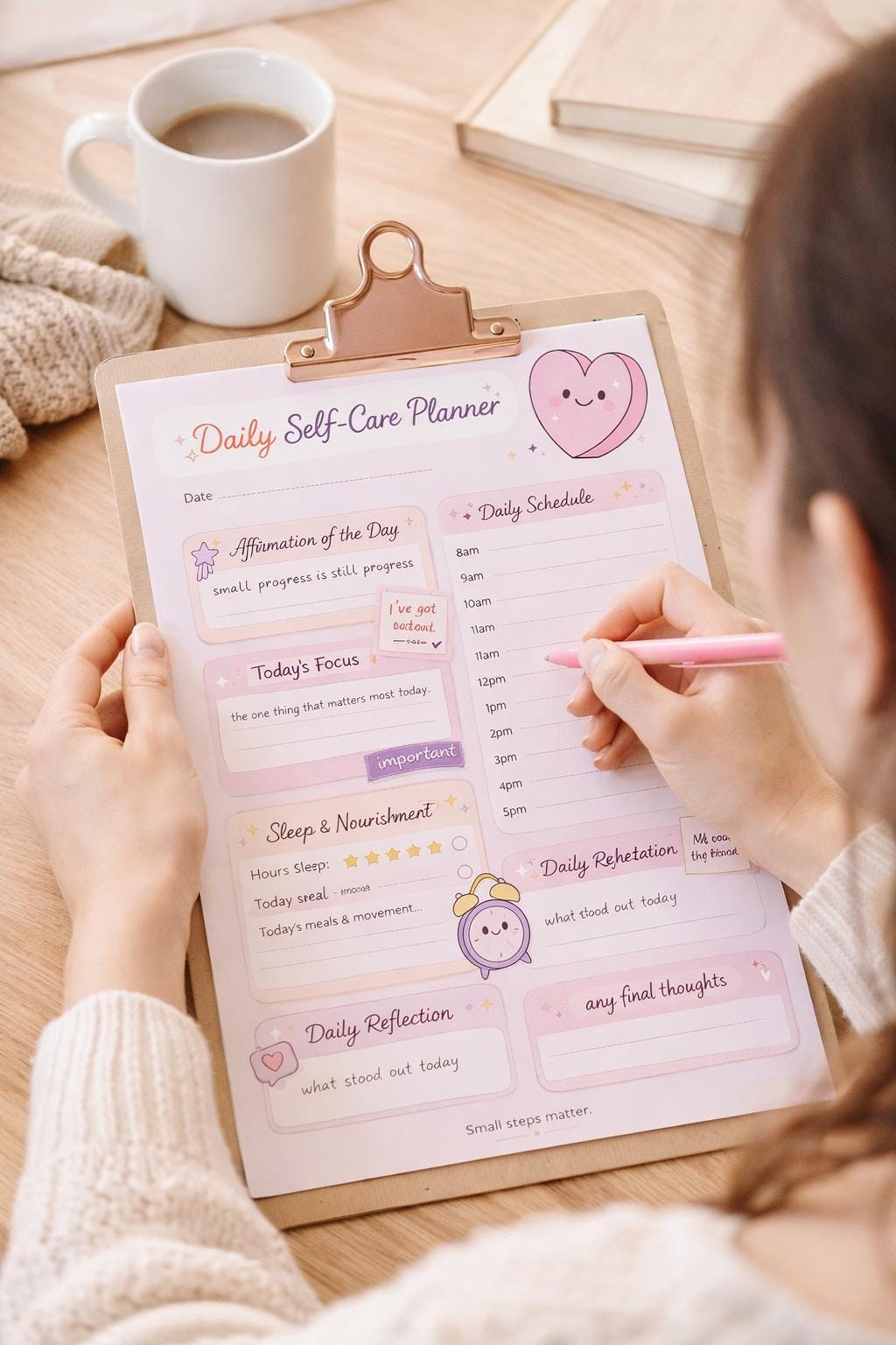 Daily Self Care Planner Printable | Aesthetic Mental Wellness Journal ...