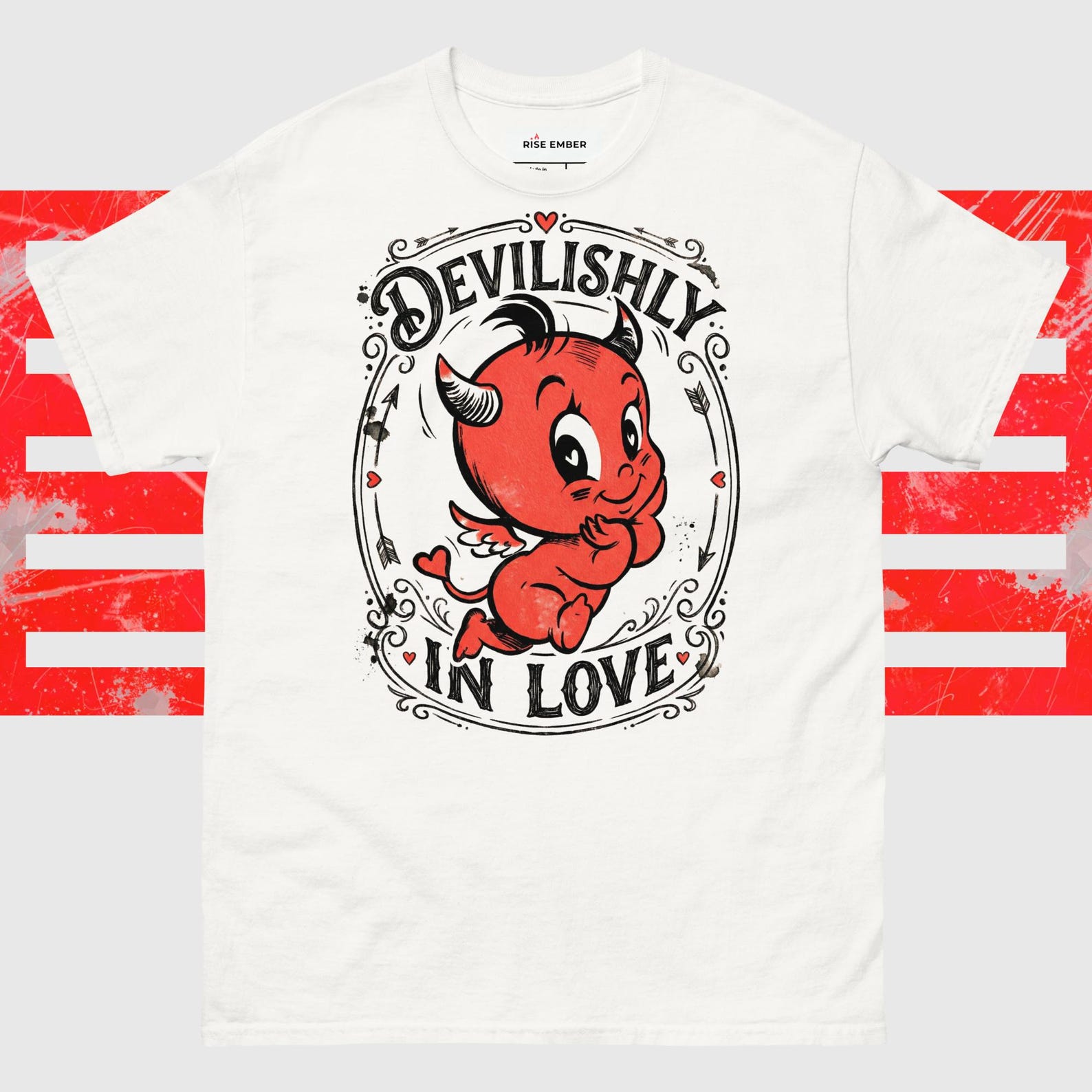 Vintage Retro Devil Cupid T-shirt Design, Devilishly in Love Valentine ...