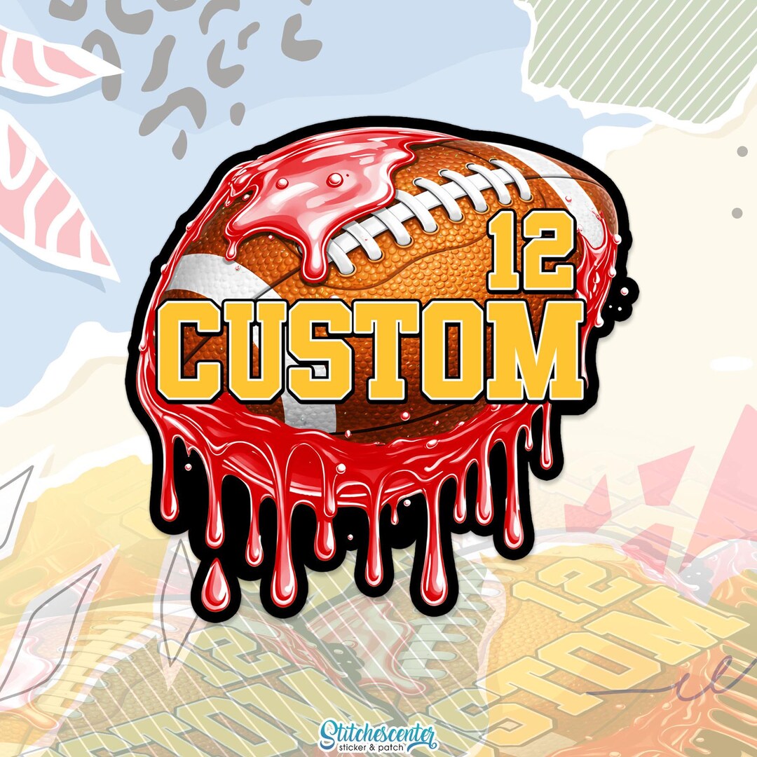 Custom Football Name Sticker Personalized Text Number Ice Cream Melting ...