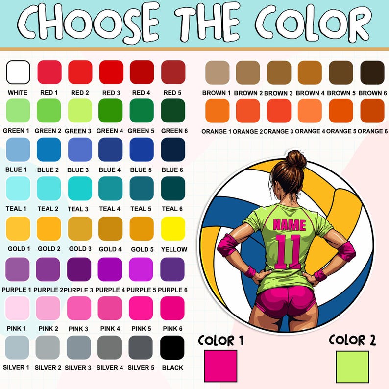 Custom Volleyball Player Name and Number Sticker Personalized Text ...