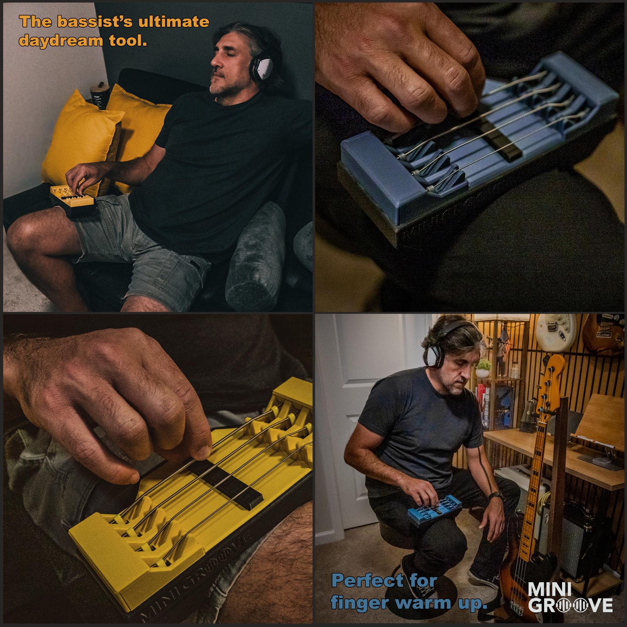 Mini Groove: Portable Bass Guitar Fingering Practice Tool - Real String ...
