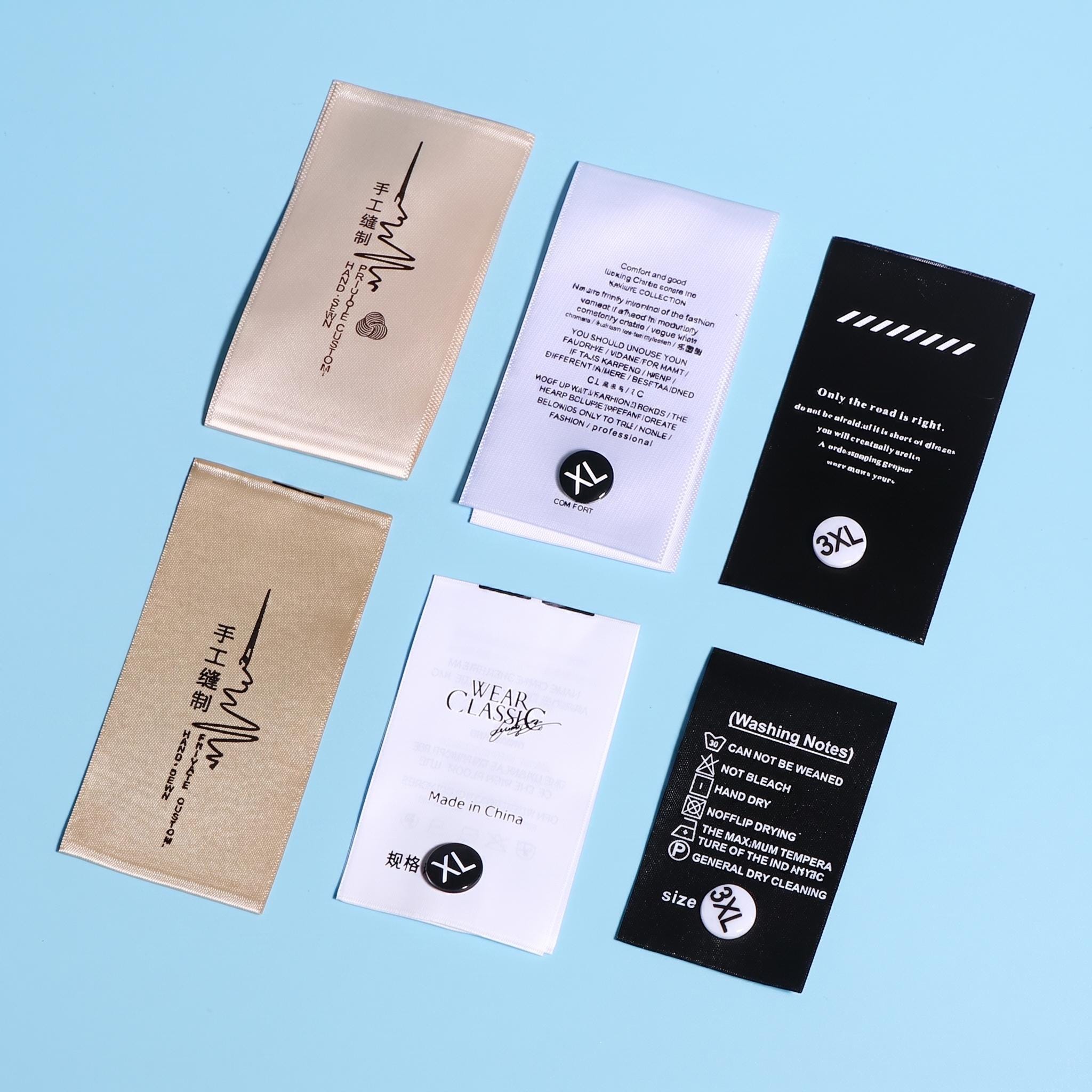 Custom Satin Sewing Labels, Personalized Clothing Tags With Logo, Fold ...