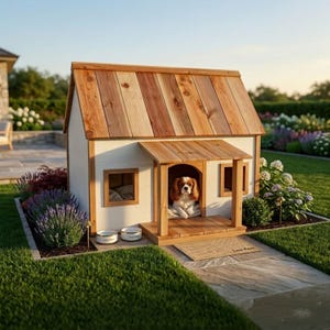 Modern Dog House Plans, Board and Batten Porch Design (PDF Download) - Etsy