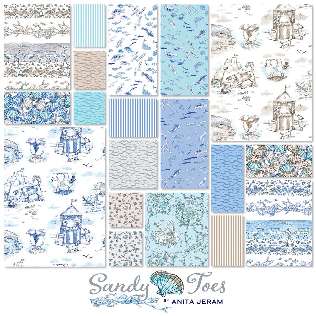 Sandy Toes Charm Pack, Clothworks, Anita Jeram, Startingstitches, 5 ...