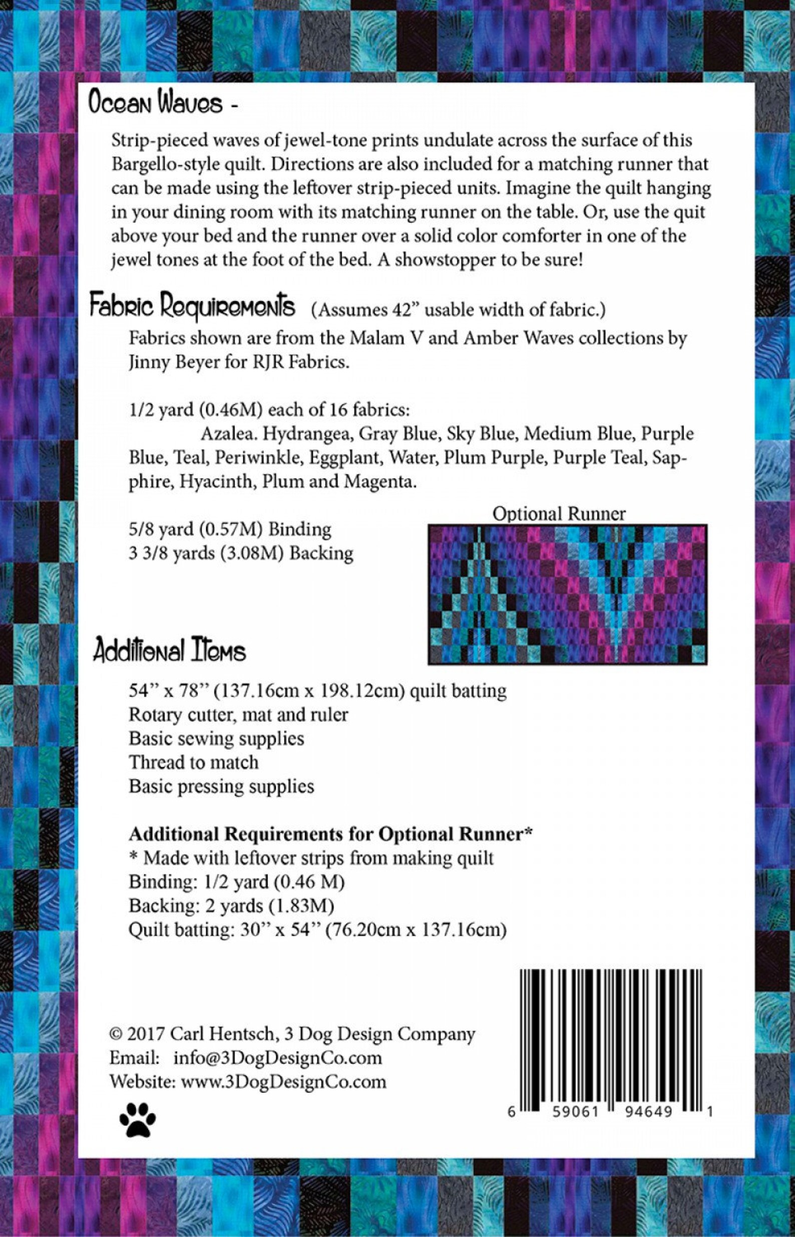 Ocean Waves Quilt Pattern 3 Dog Design Co. 3DDC-140 Carl - Etsy