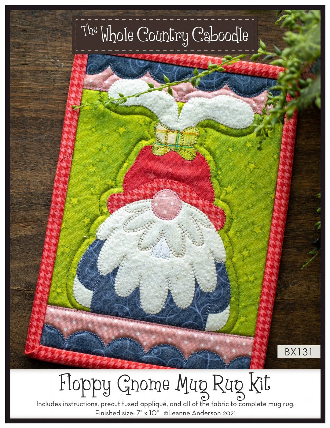 Floppy Gnome Mug Rug Kit, the Whole Country Caboodle, BX131, Leanne Anderson, Startingstitches ...
