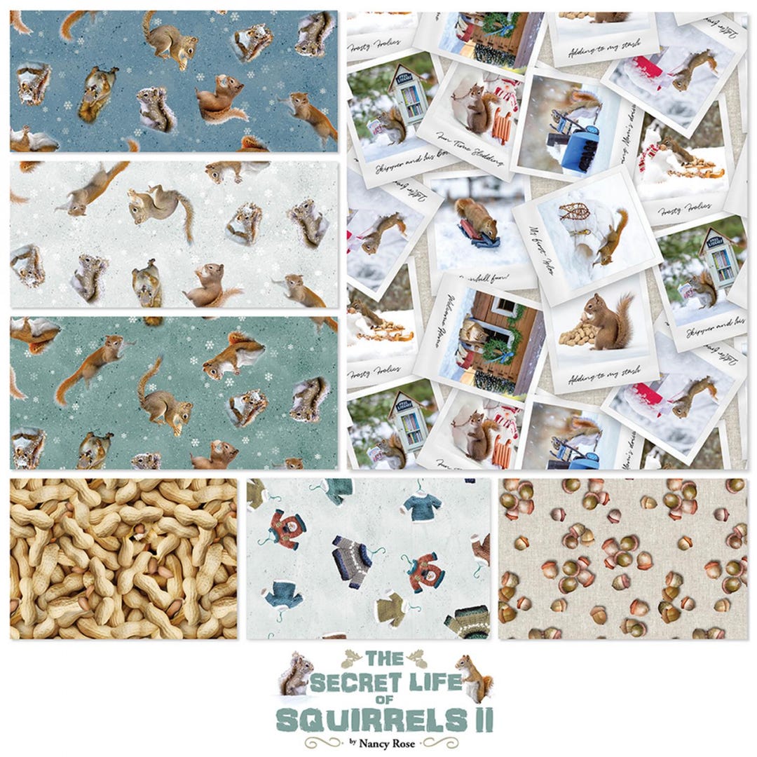 The Secret Life of Squirrels II Charm Pack, Clothworks, Nancy Rose ...