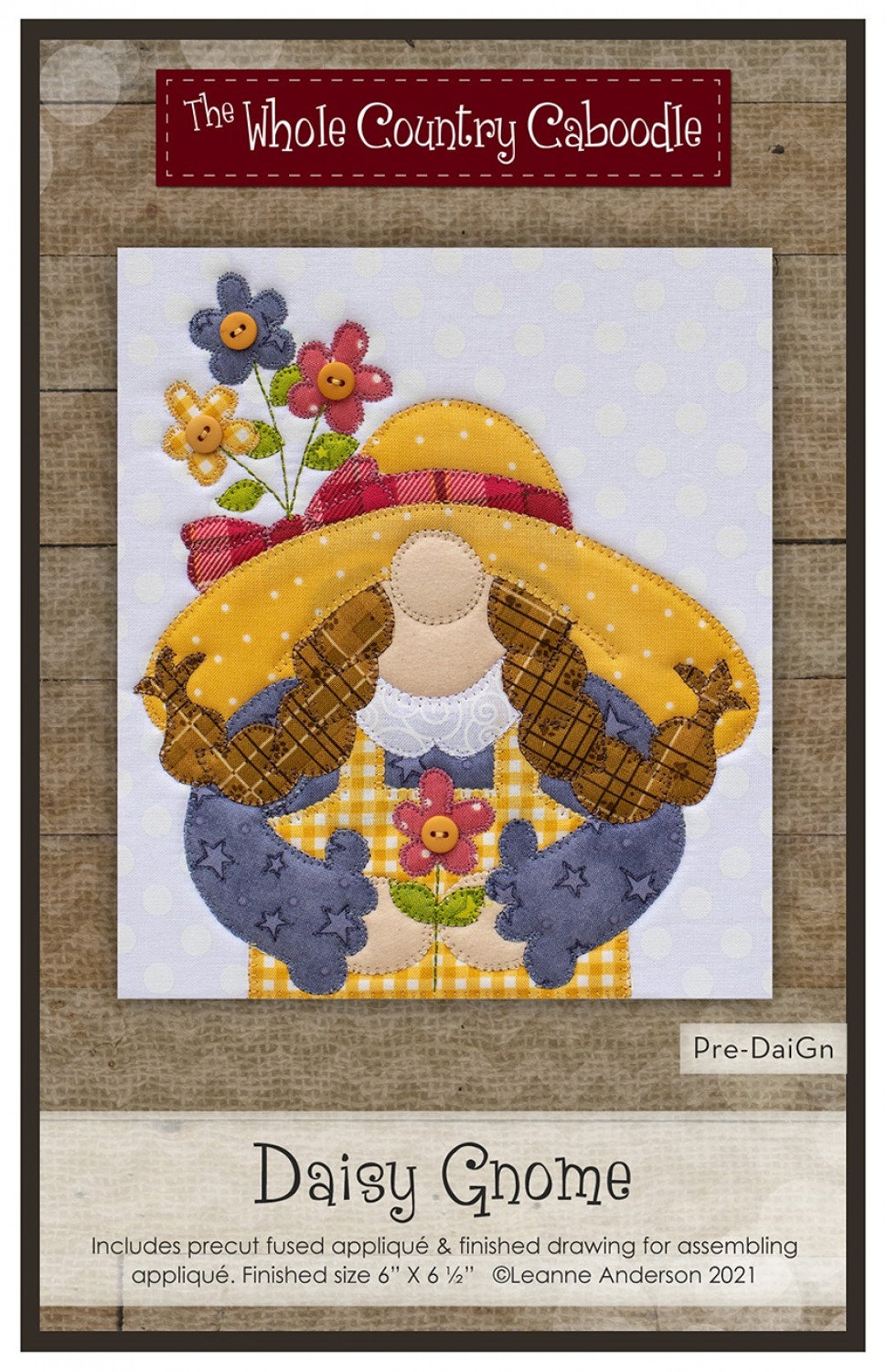 Daisy Gnome Precut Fused Applique, the Whole Country Caboodle, Pre ...