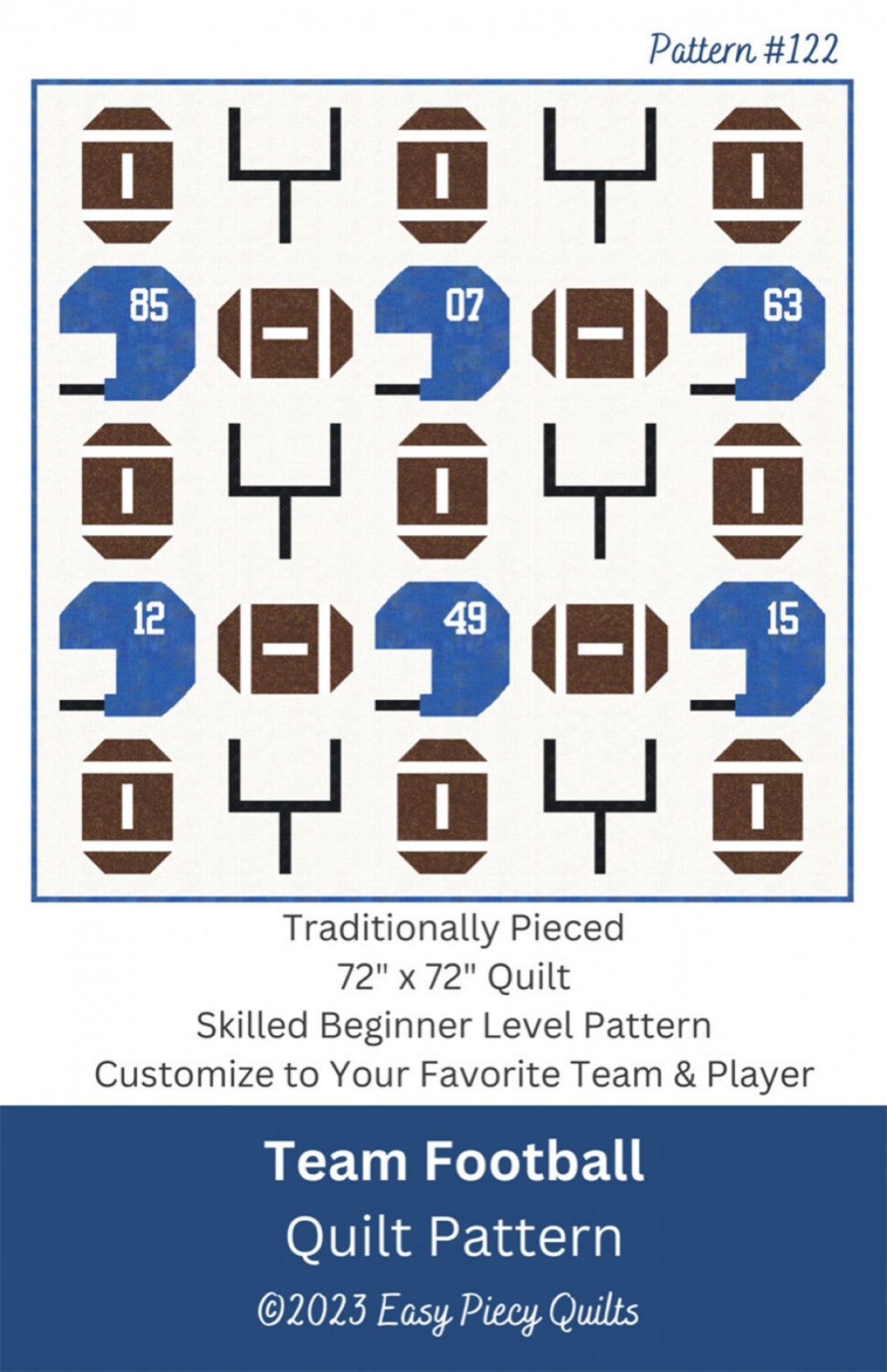 Team Football Quilt Pattern, Easy Piecy Quilts, 122, Startingstitches ...