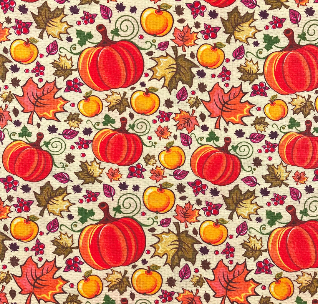 Hello Fall on Cream Fabric, Marshall Dry Goods, 100% Cotton ...