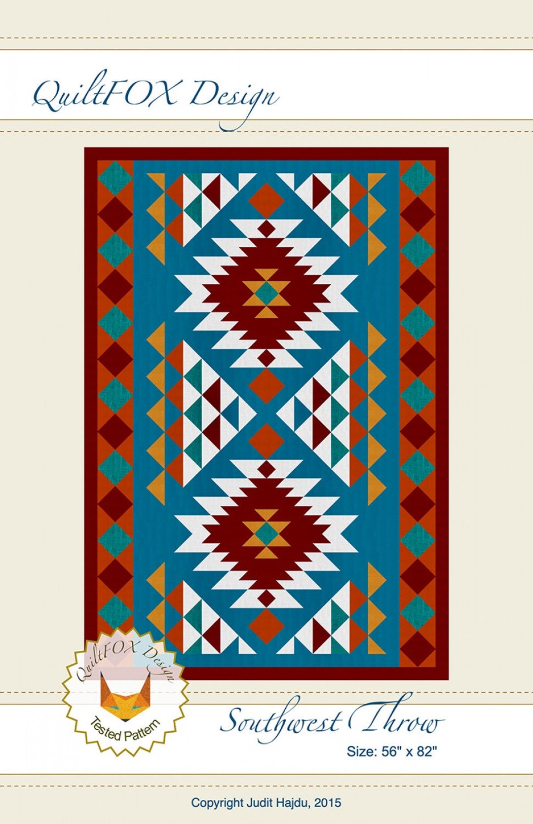 Southwest Throw Quilt Pattern, Quilt Fox Designs, QFOX-005, Judit Hajdu ...