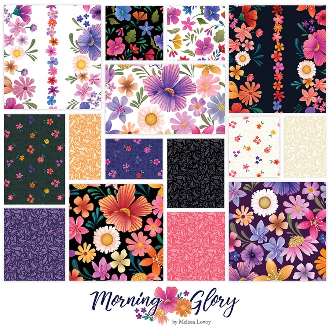Morning Glory Fat Quarter Bundle, Clothworks, Melissa Lowry ...
