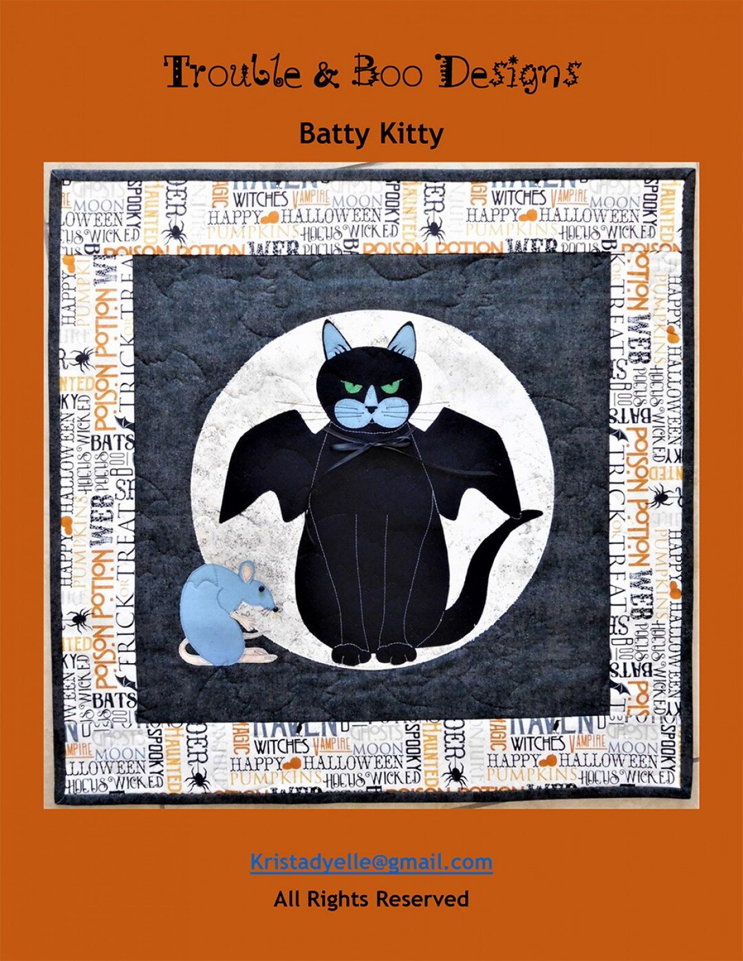 Batty Kitty Wall Hanging Pattern, Trouble & Boo Designs ...