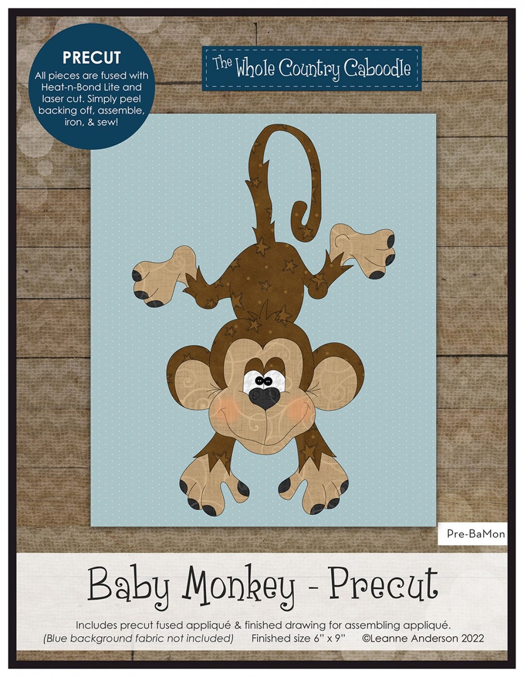 Baby Monkey Precut Fused Applique, the Whole Country Caboodle, Pre ...