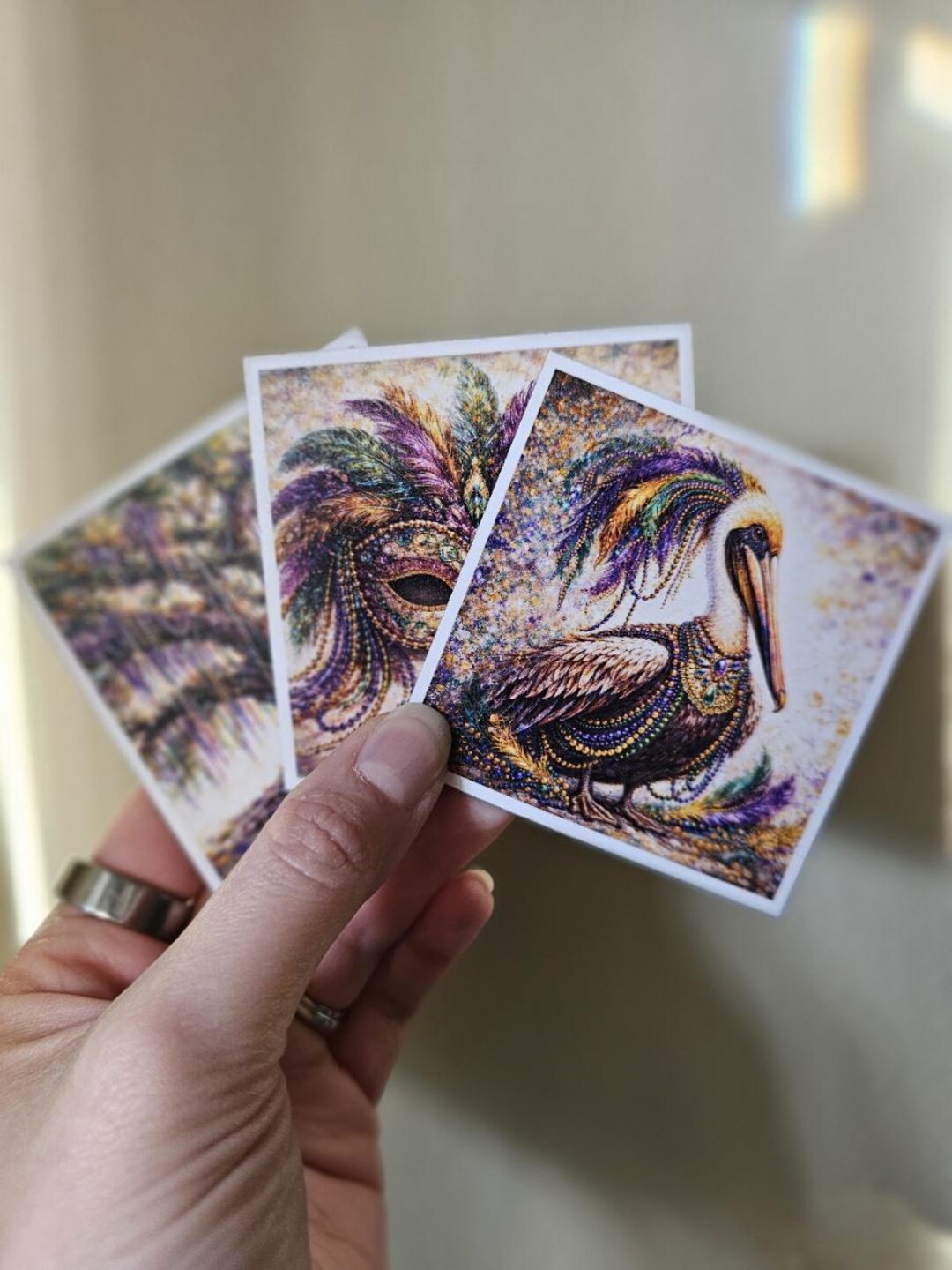 Mardi Gras Art Magnet Set – Pelican, Oak Tree & Mask – Louisiana Decor ...
