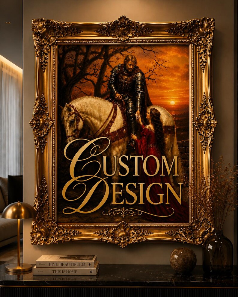 Custom Knight Lady Portrait, Medieval Oil Painting Style, Anniversary ...