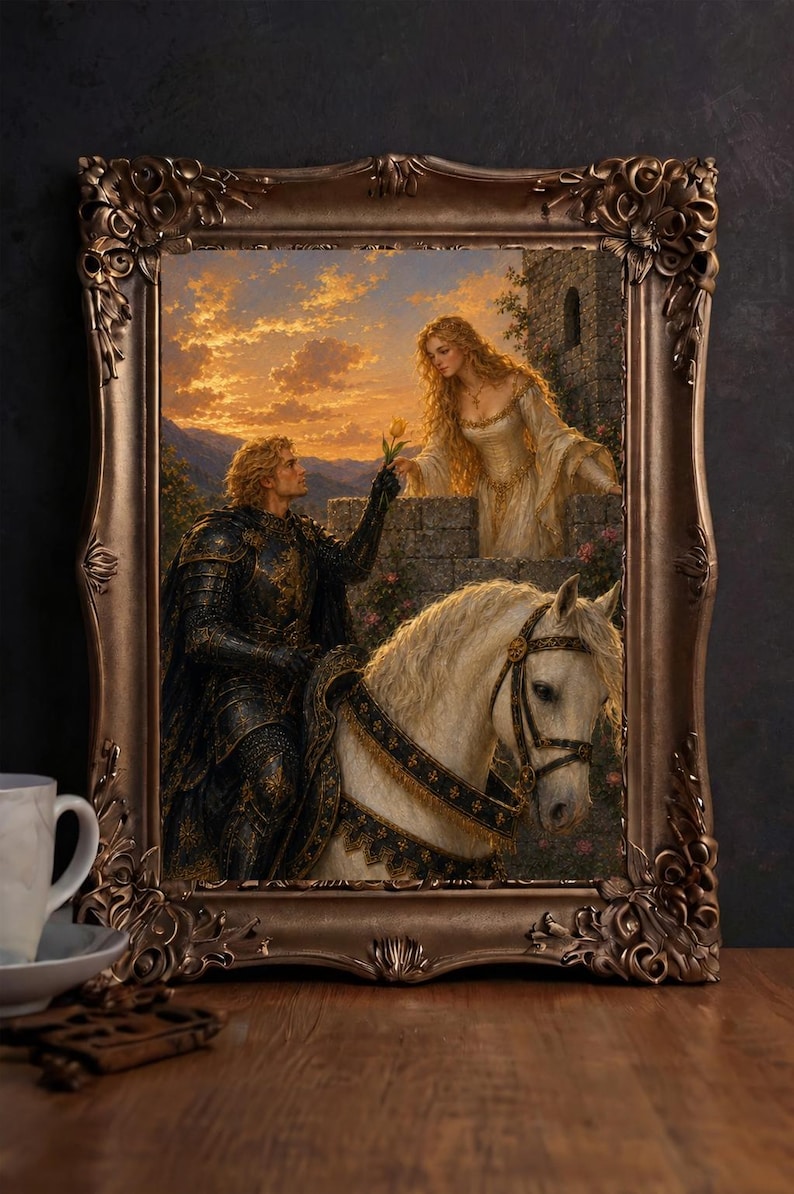 Custom Knight Princess Oil Painting, Medieval Romance Fairytale ...