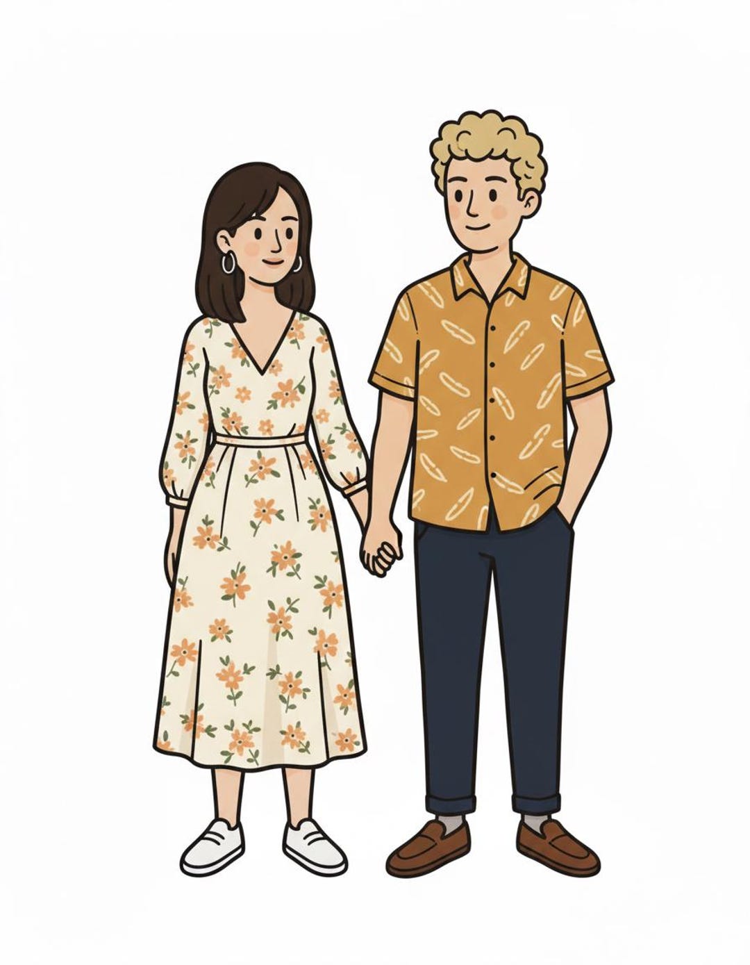 Custom Portrait, Custom Couple Memory Portrait, Cute Cartoon ...