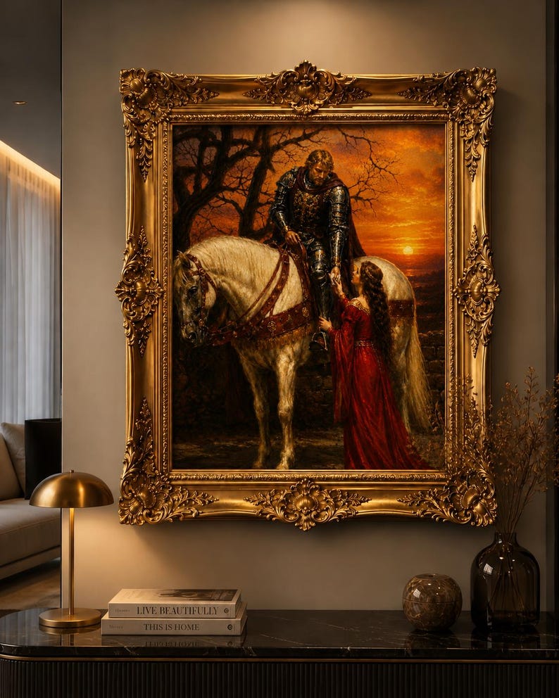 Custom Knight Lady Portrait, Medieval Oil Painting Style, Anniversary ...