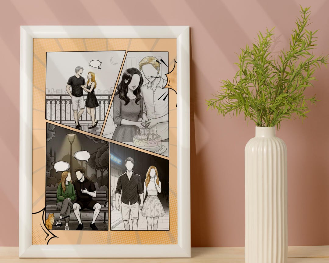 Custom Minimalist Faceless Comic Art Portrait From Photo | Personalized ...