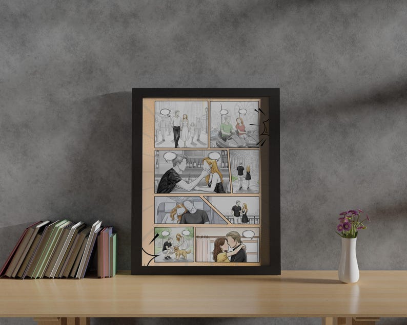 Personalized Nerdy Couples Comic Art | Love Story Illustration Gift | 5 ...