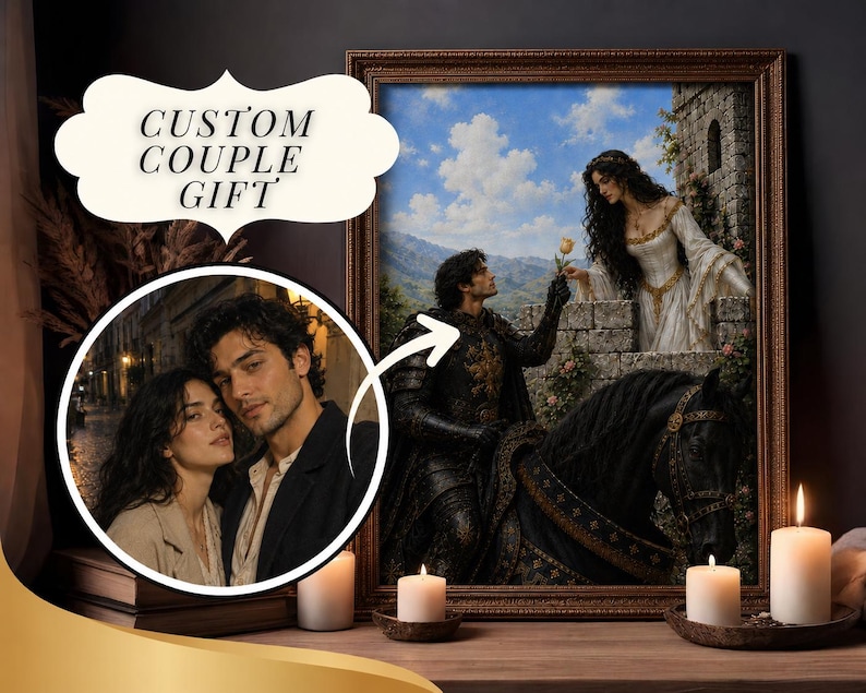 Custom Knight Princess Oil Painting, Medieval Romance Fairytale ...