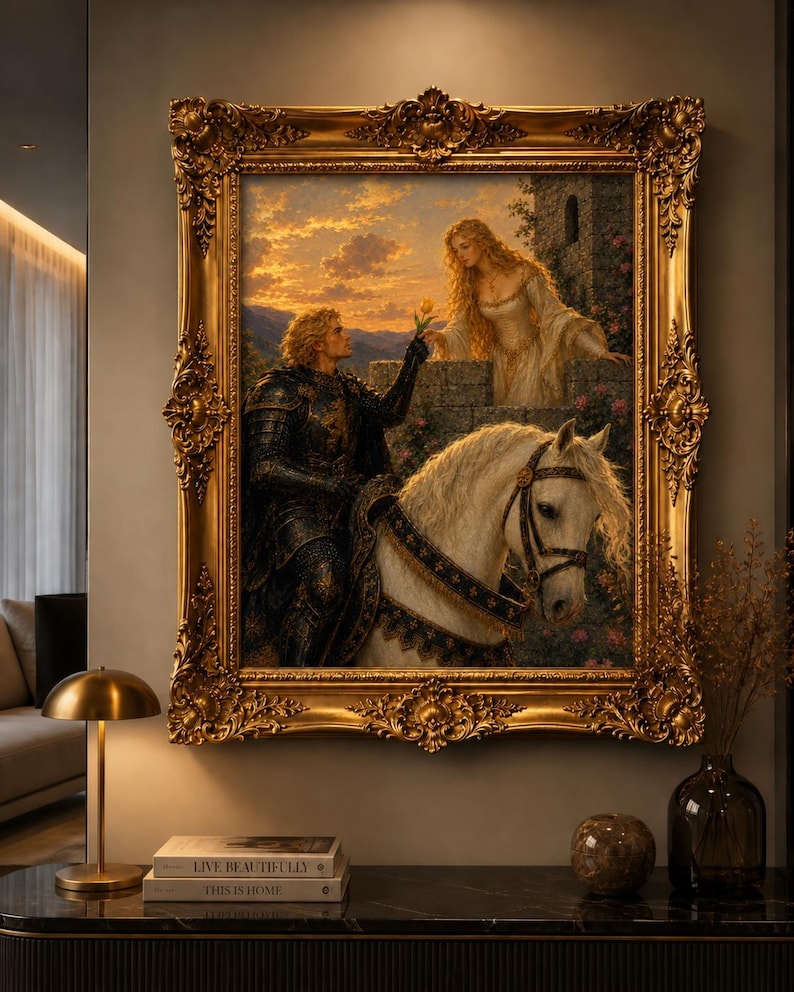 Custom Knight Princess Oil Painting, Medieval Romance Fairytale ...