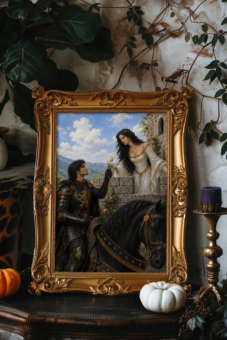 Custom Knight Princess Oil Painting, Medieval Romance Fairytale ...