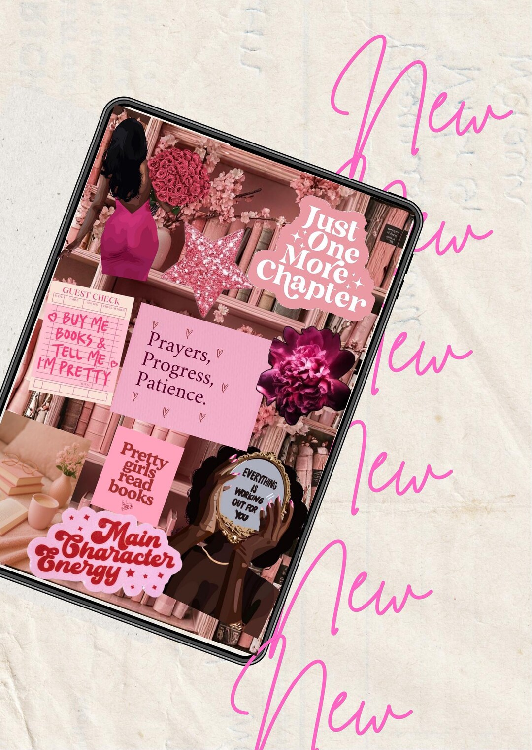 Pink Themed Kindle Insert | 7-inch Kindle (digital Download) - Etsy