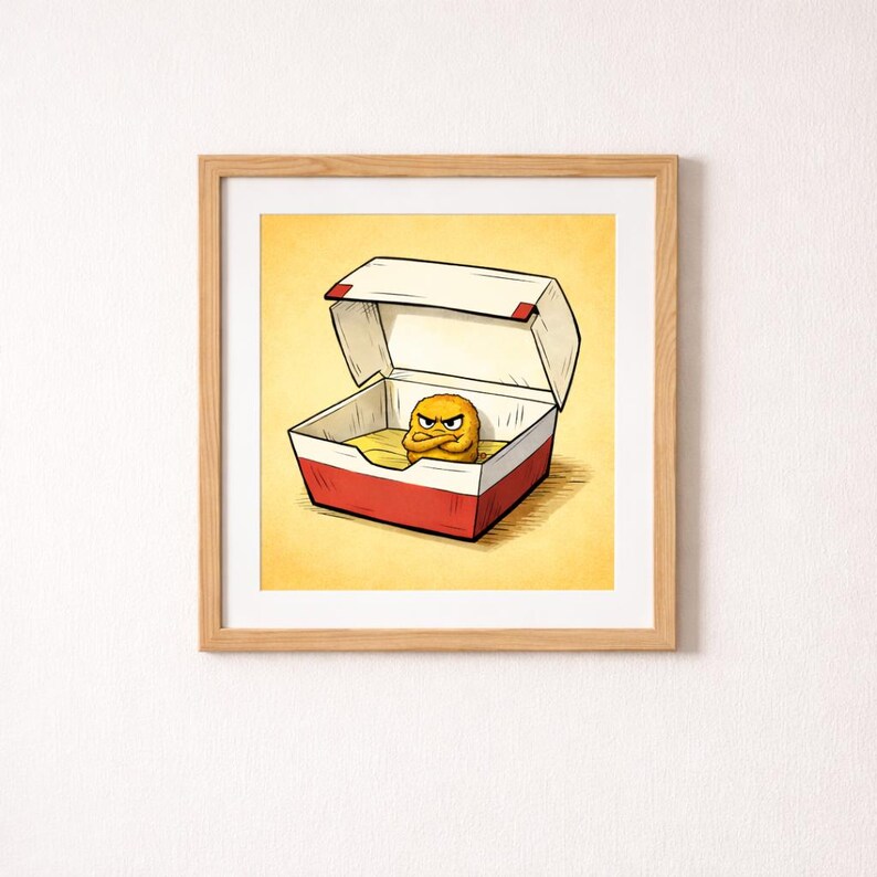 Angry Chicken Nugget Art Print: Kitchen Wall Decor (digital Download ...