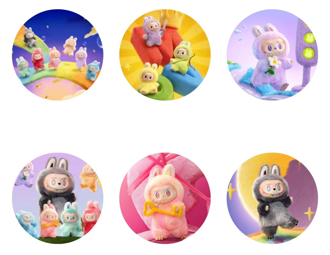 Labubu-like- Set of 6, 3" X 3" Circle Magnets - Etsy