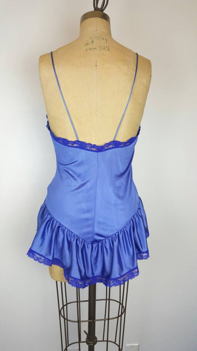 Blue Sheer Floral Lace Peplum Teddy Tank - Medium - Etsy