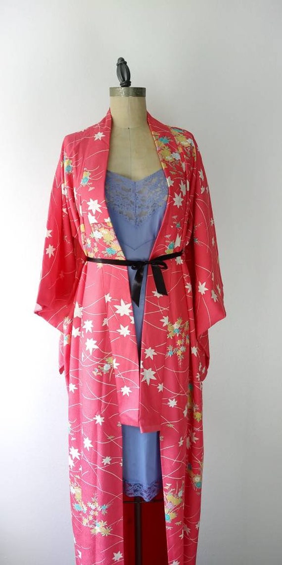 Pink Maple Leaf Kimono - Gem