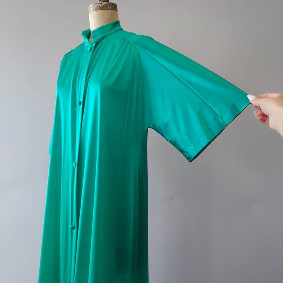 Long Emerald Green Button Up Robe by Vanity Fair Small | Etsy