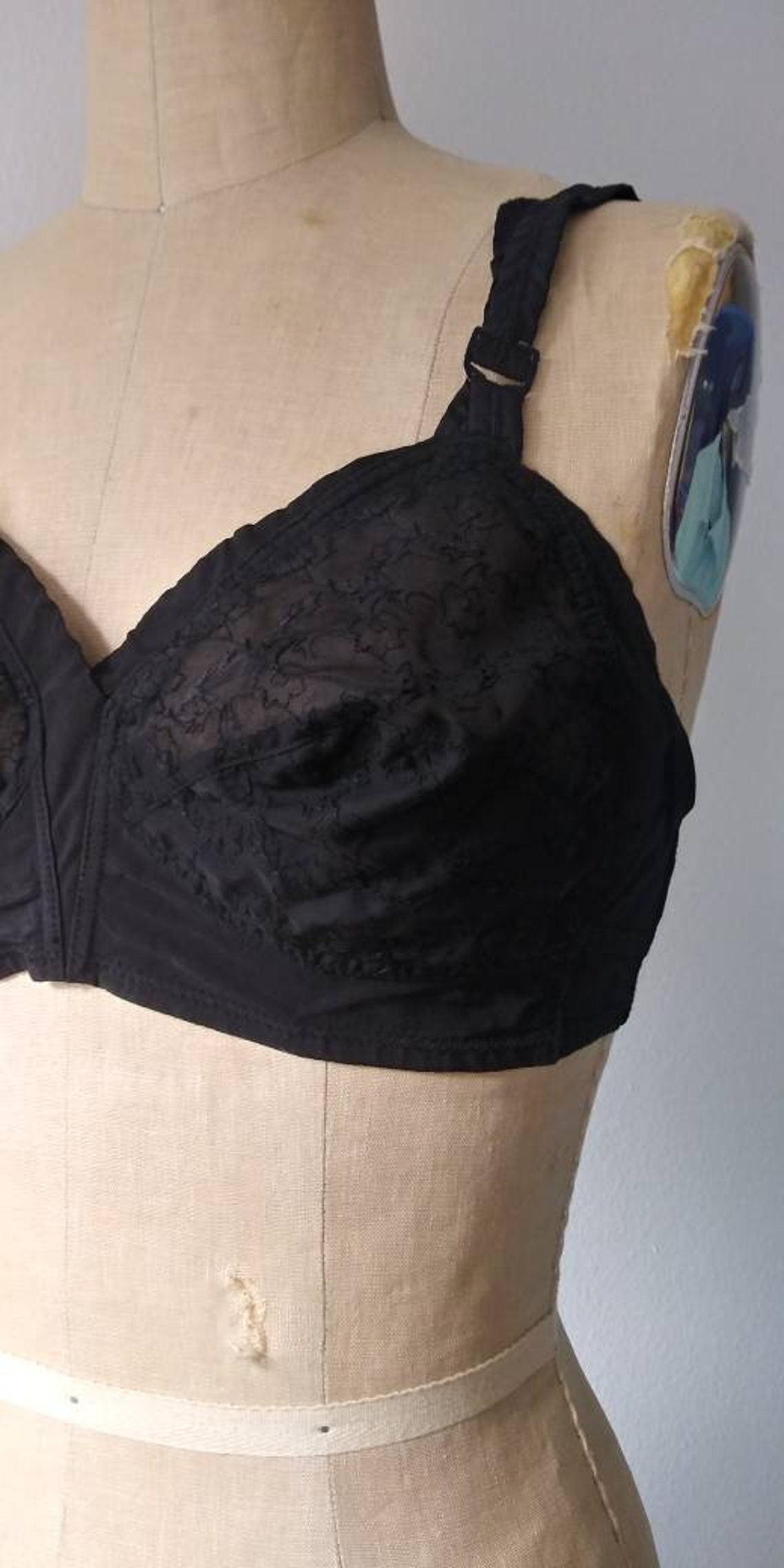 Black Lace Bra 50s 60s Platex Living Bra 38B | Etsy