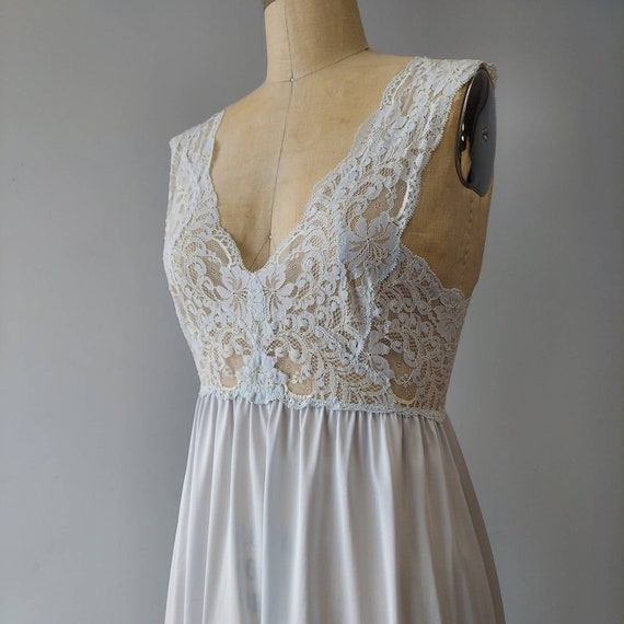 Ice Blue Lacey Nightgown by Shadowline - Small - Gem