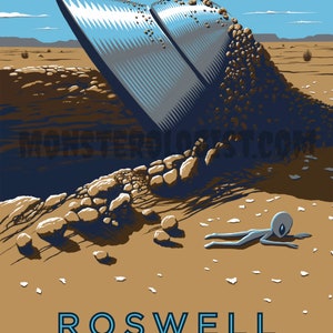 Roswell, New Mexico UFO Crash Travel Postcard 4x6 Print | UFO Alien Art ...