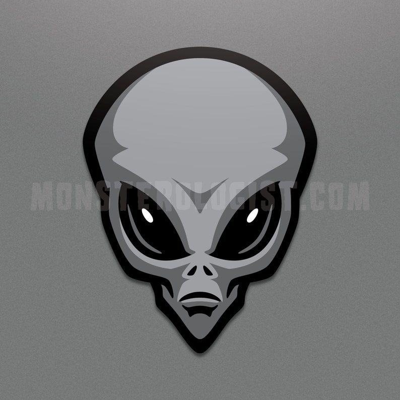 Gray Alien Head Sticker UFO Paranormal Extraterrestrial - Etsy