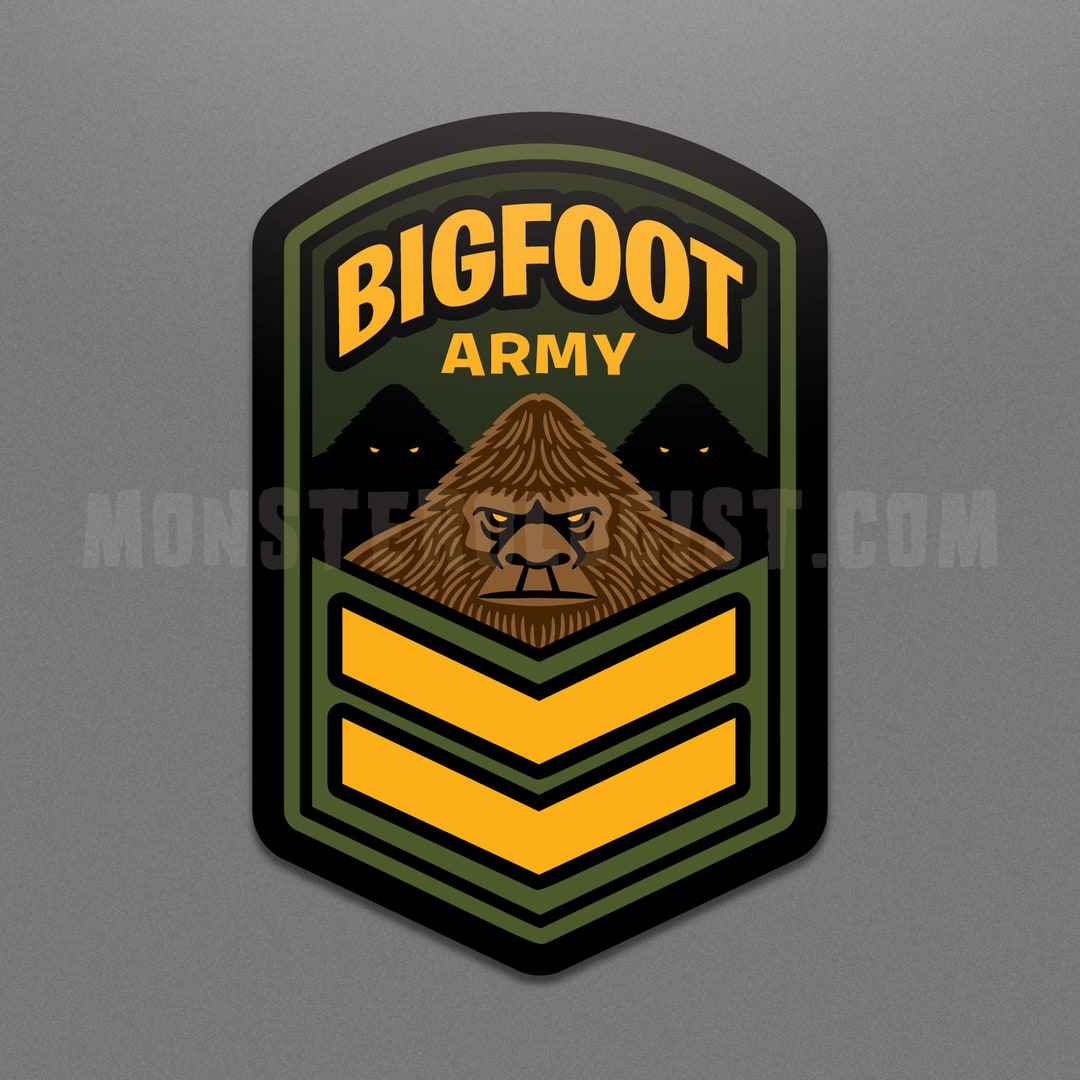 Bigfoot Army Sticker Military Badge Cryptozoology Paranormal Monster ...