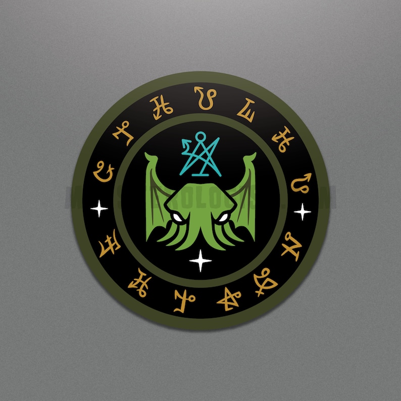 Cthulhu Fhtagn Circle Sticker | Cthulhu | Lovecraft | - Etsy