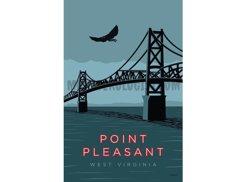 Point Pleasant, West Virginia Mothman Travel Poster 11x17 Print ...