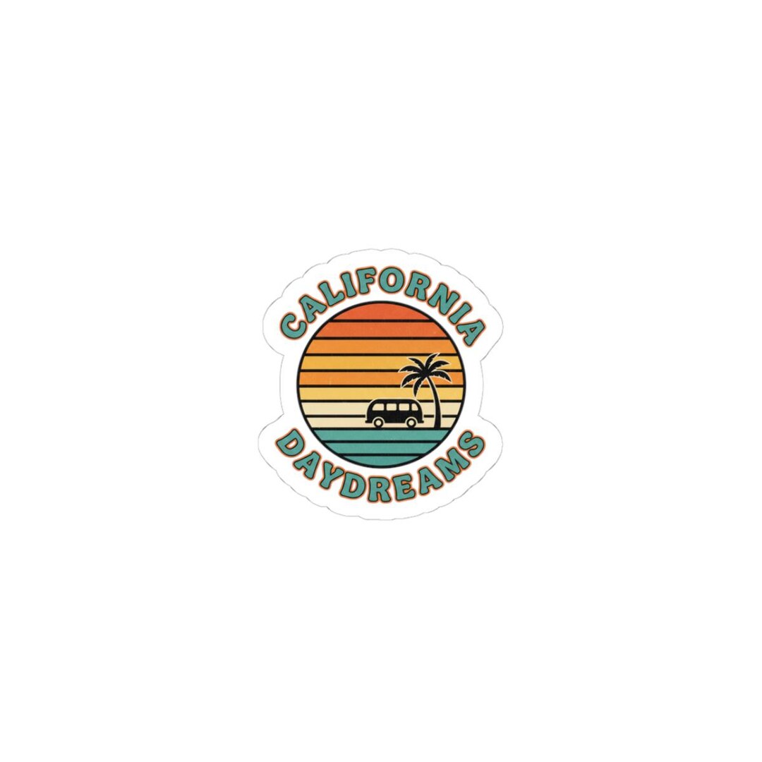 California Daydreams Sticker | 1970s Sunset, Retro Palm Vintage ...