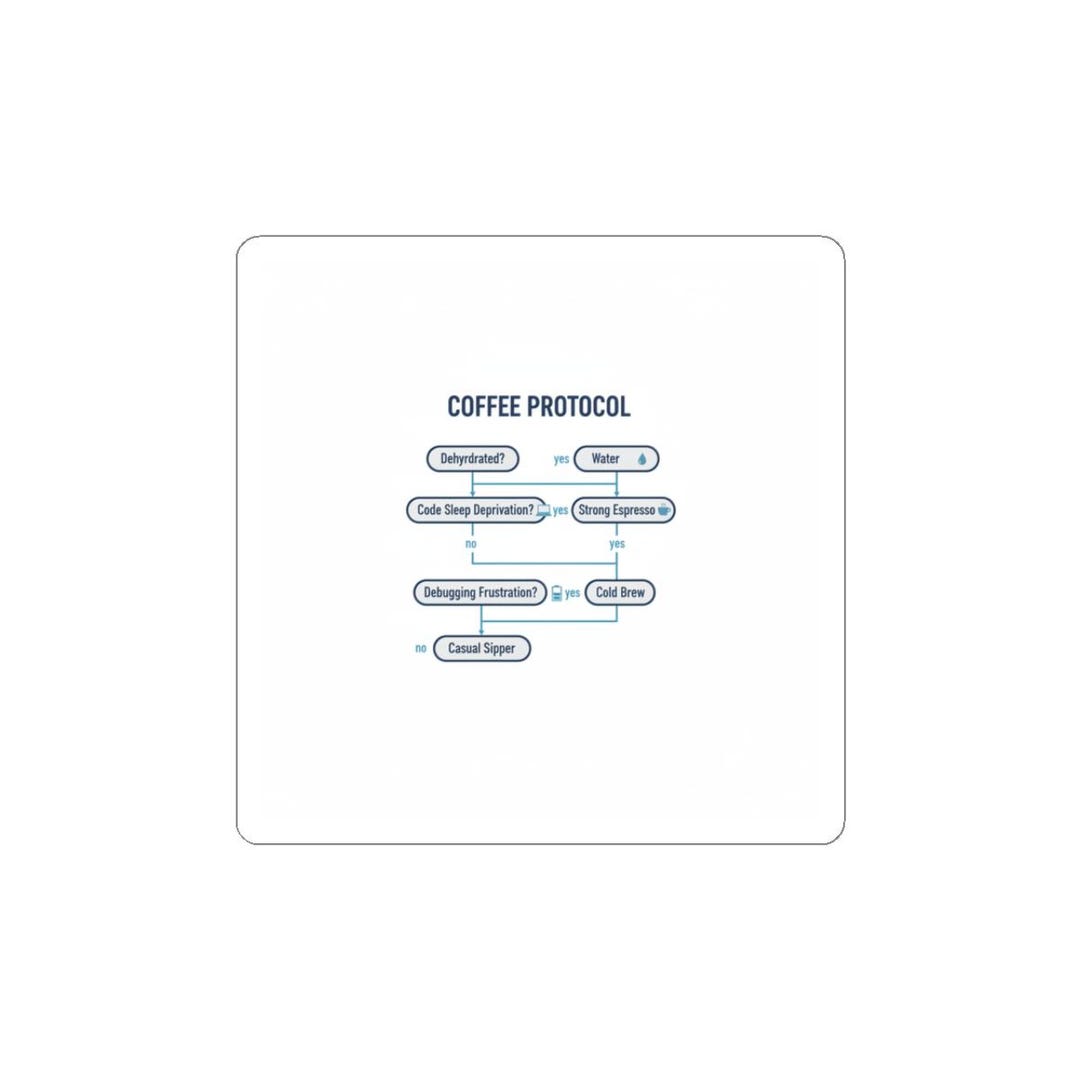 Coffee Protocol Kiss-cut Sticker | Graphic Humor, Data Joke Diagram - Etsy