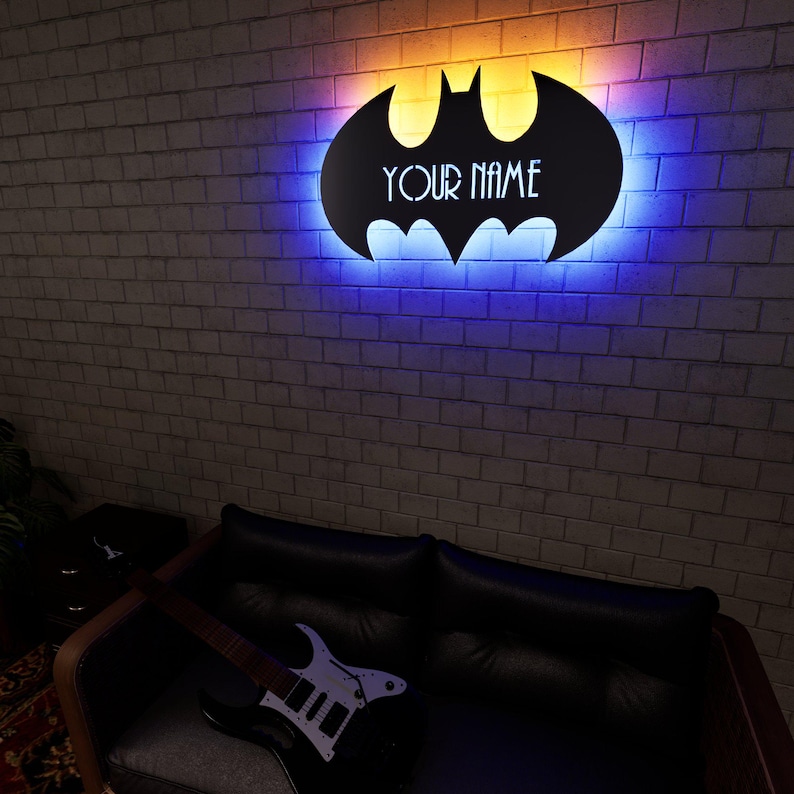Custom Bat LED Wall Decor: Personalized Man Cave Sign - Etsy