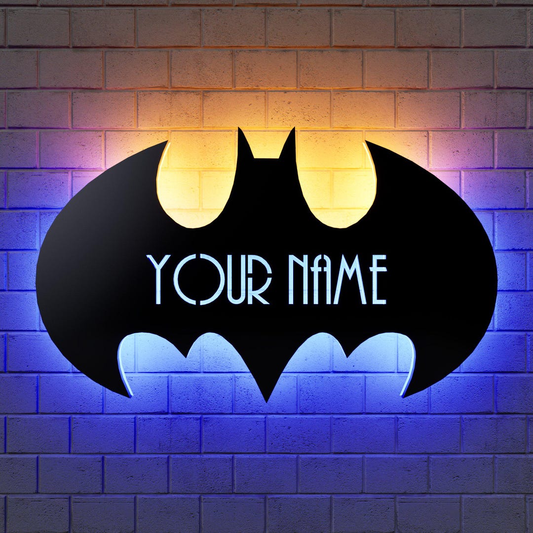 Custom Bat LED Wall Decor: Personalized Man Cave Sign - Etsy