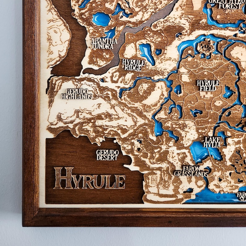 Zelda Breath of the Wild Wood Art | Handcrafted Hyrule Resin Map - Etsy