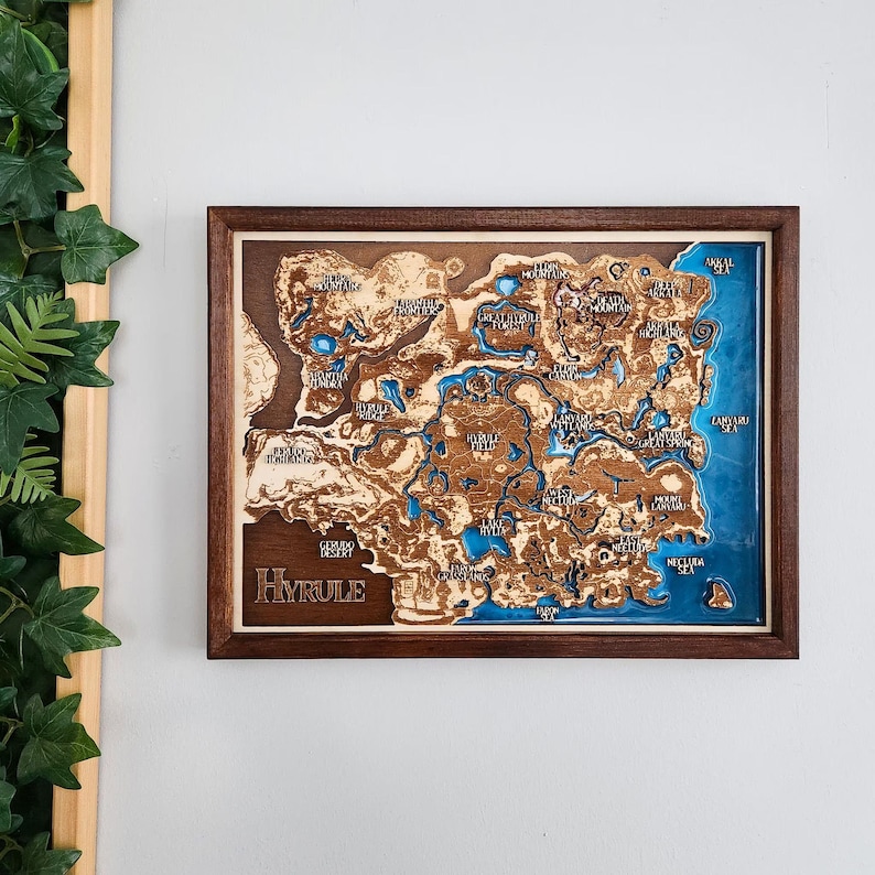 Zelda Breath of the Wild Wood Art | Handcrafted Hyrule Resin Map - Etsy