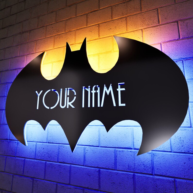 Custom Bat LED Wall Decor: Personalized Man Cave Sign - Etsy