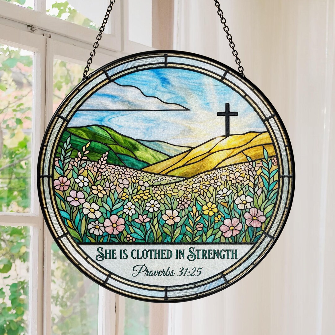 Personalized Bible Verse Stained Glass Suncatcher, Christian Religious ...
